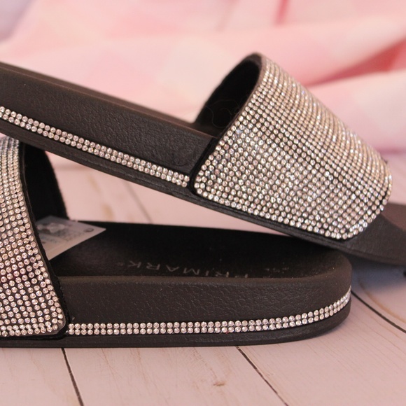 Primark | Shoes | Black Rhinestone Slide Sandals | Poshmark